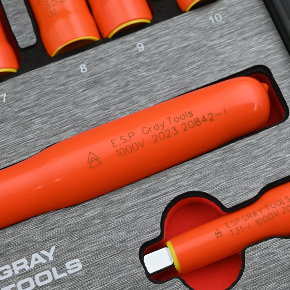 16 Pc. 3/8" Dr. SAE & Metric Hex Bit Insulated Socket Set, 1000V ...