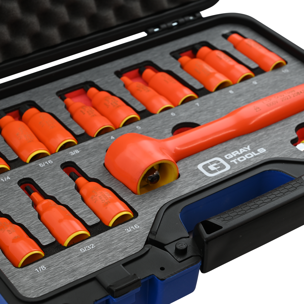 16 Pc. 3/8" Dr. SAE & Metric Hex Bit Insulated Socket Set, 1000V – Dynamic Tools Online