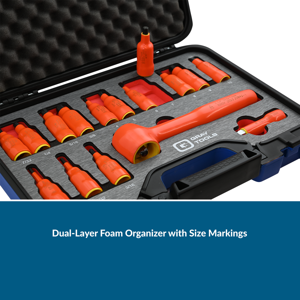 16 Pc. 3/8" Dr. SAE & Metric Hex Bit Insulated Socket Set, 1000V – Dynamic Tools Online