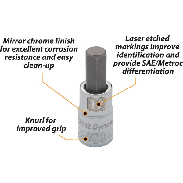 1/2" Drive 7 Piece, Metric Standard, Hex Socket Set, 6mm - 19mm ...