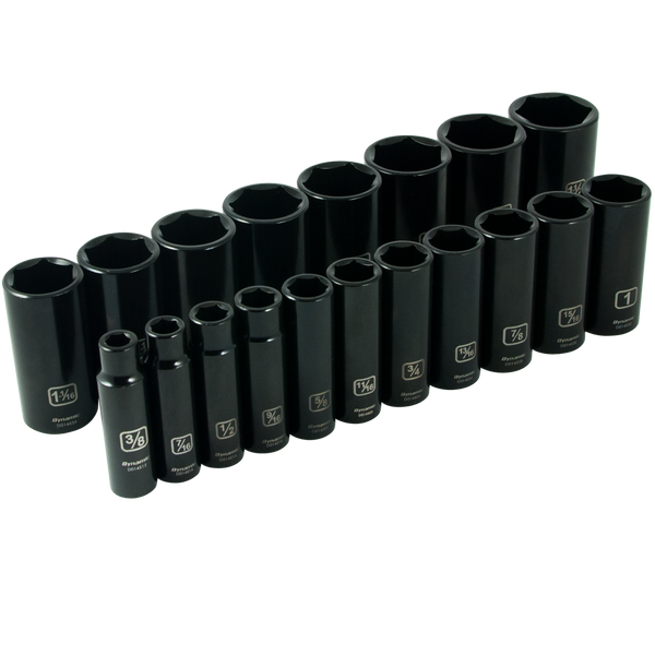 1/2" Drive 19 Pieces 6 Point Deep SAE Impact Socket Set – Dynamic Tools ...